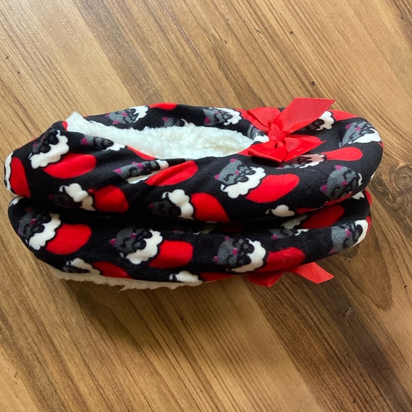 Shoes | New Cozy Slippers With Red And Black Cat Design | Poshmark